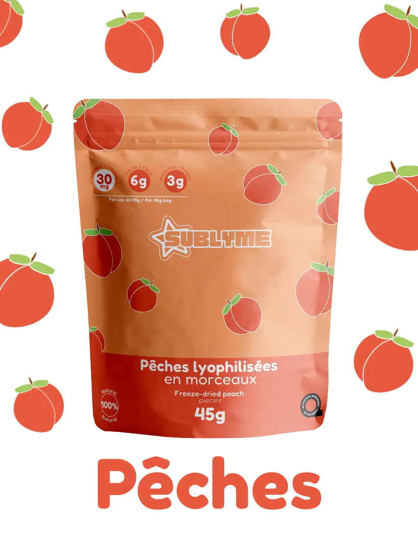 Pêches lyophilisées - Sublyme aliments lyophilisés